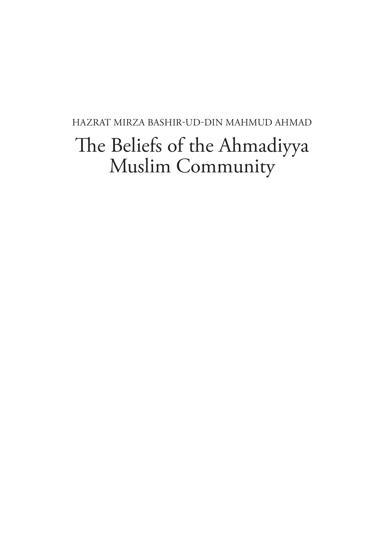 Page 1 of The Beliefs of the Ahmadiyya Muslim Community