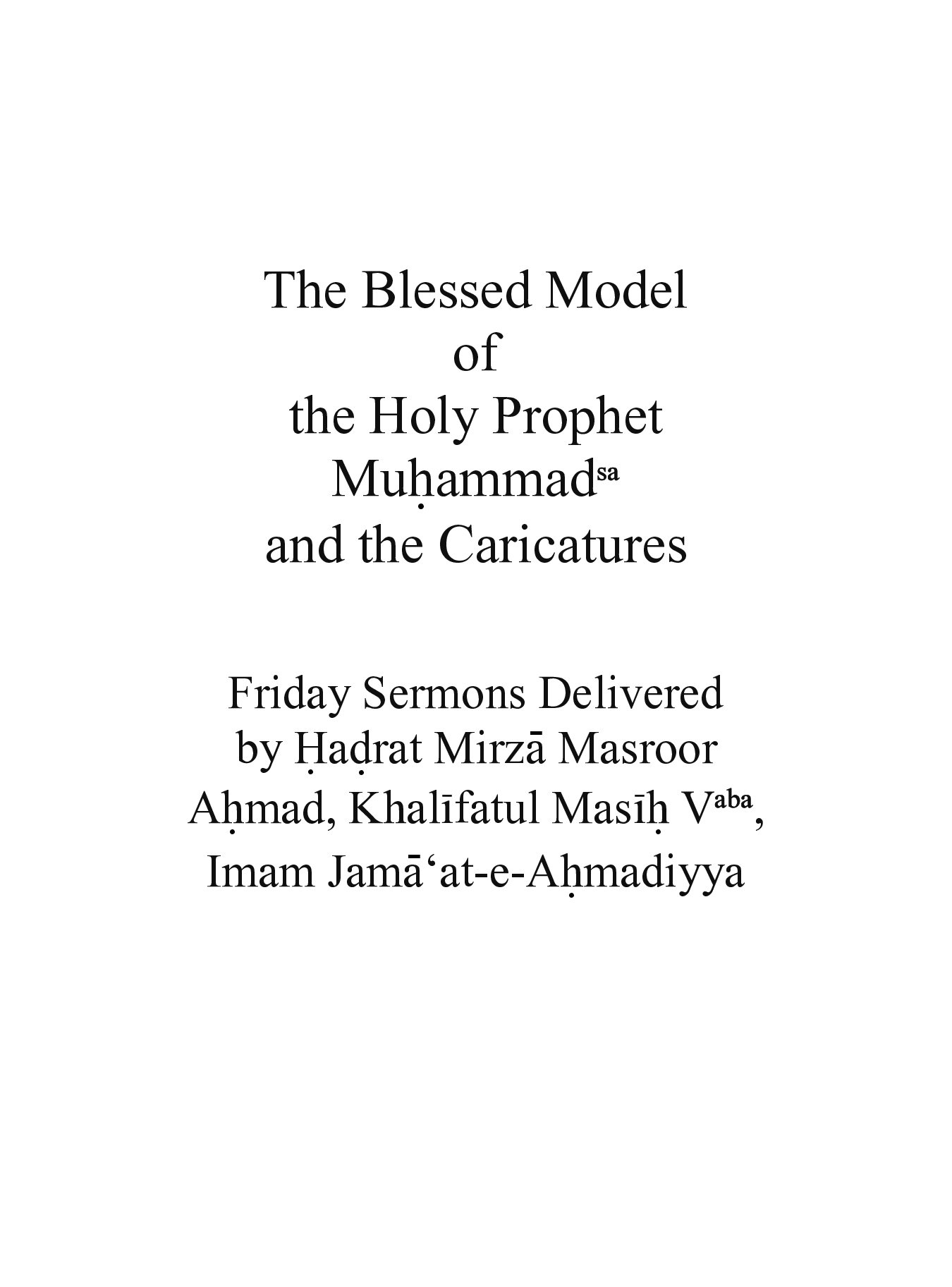 Page 1 of The Blessed Model of the Holy Prophet Muhammad and the ...