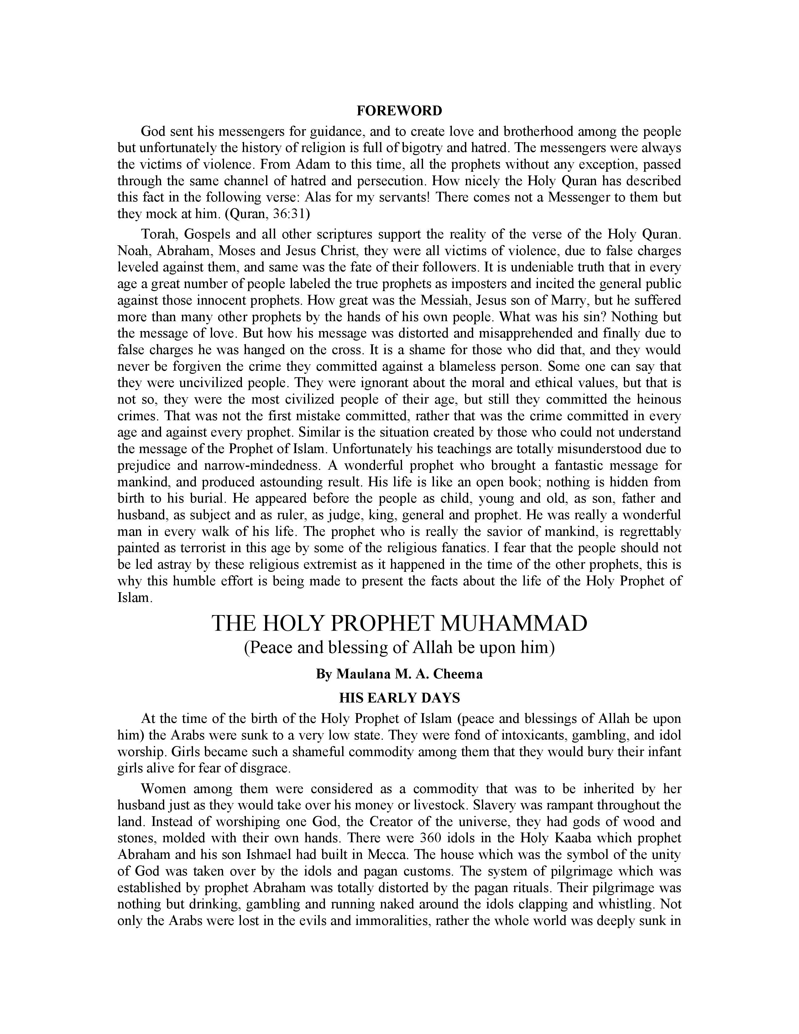 Page 1 of The life of the Holy Prophet of Islam